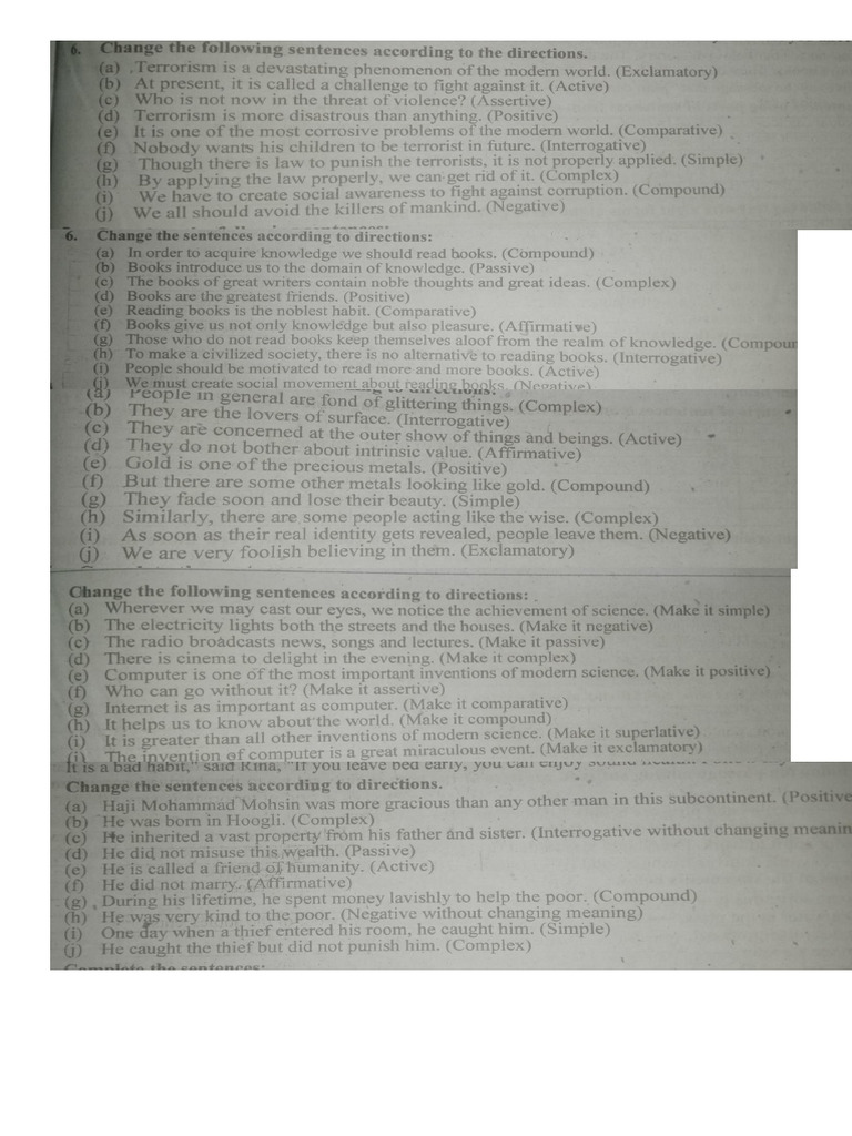 Changing Sentence | PDF