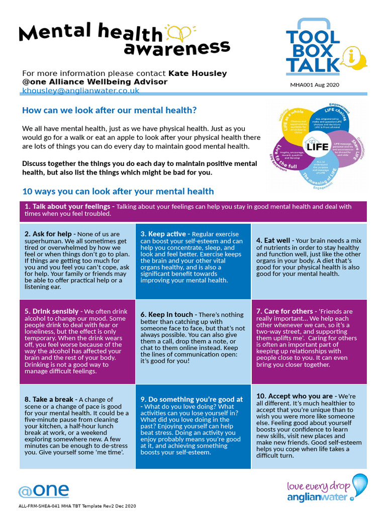 Mental Health Toolbox Talk Guide | PDF | Psychology | Mental Health