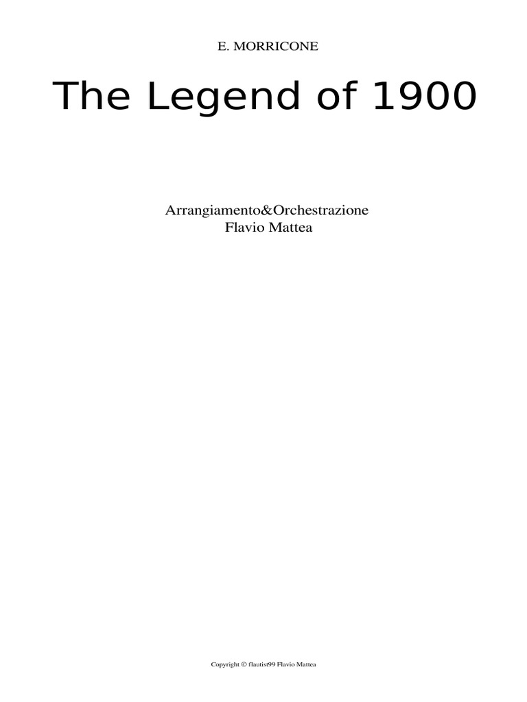 The Legend of 1900 - Ennio Morricone 1928 - 2020 | PDF | Musical ...
