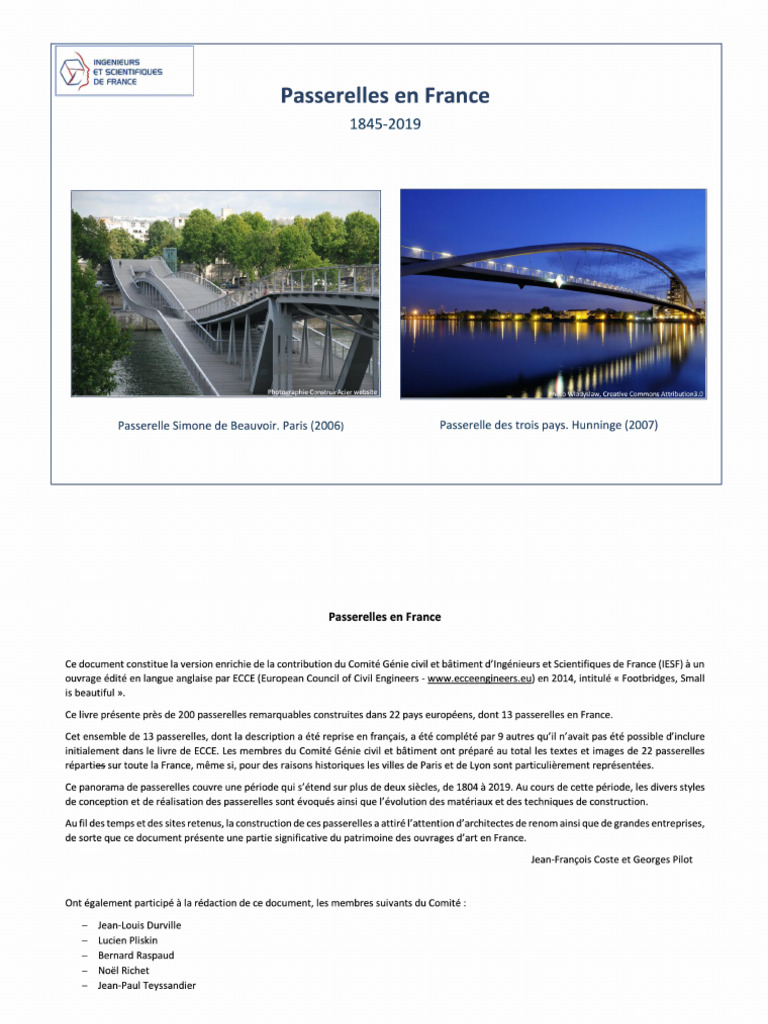 1-Passerelles en France | PDF | Pont | Ingénierie civile