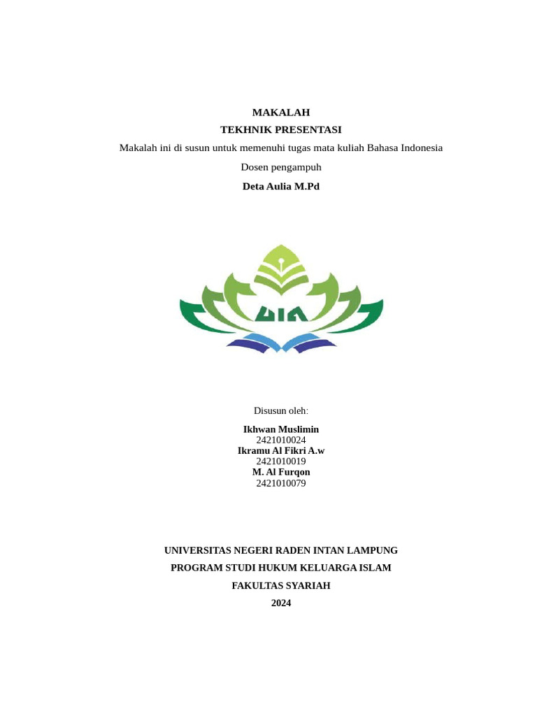 Makalah Tekhnik Presentasi | PDF