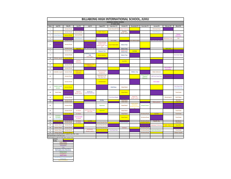 BHIS Juhu Middle School Almanac 2025 - 2026 | PDF | Holidays | Observances