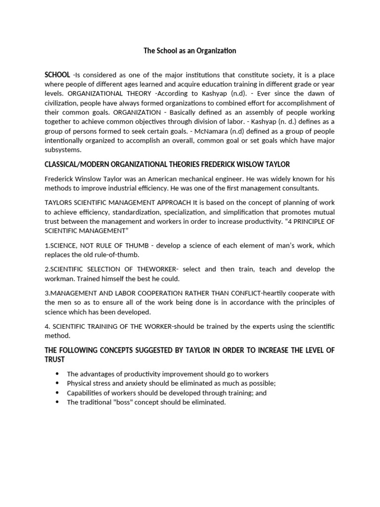 Understanding School Organization and Leadership | PDF | Leadership ...