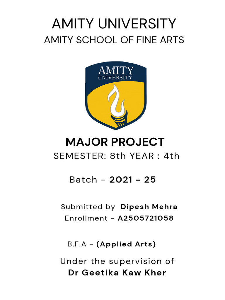 Amity University: Major Project | PDF