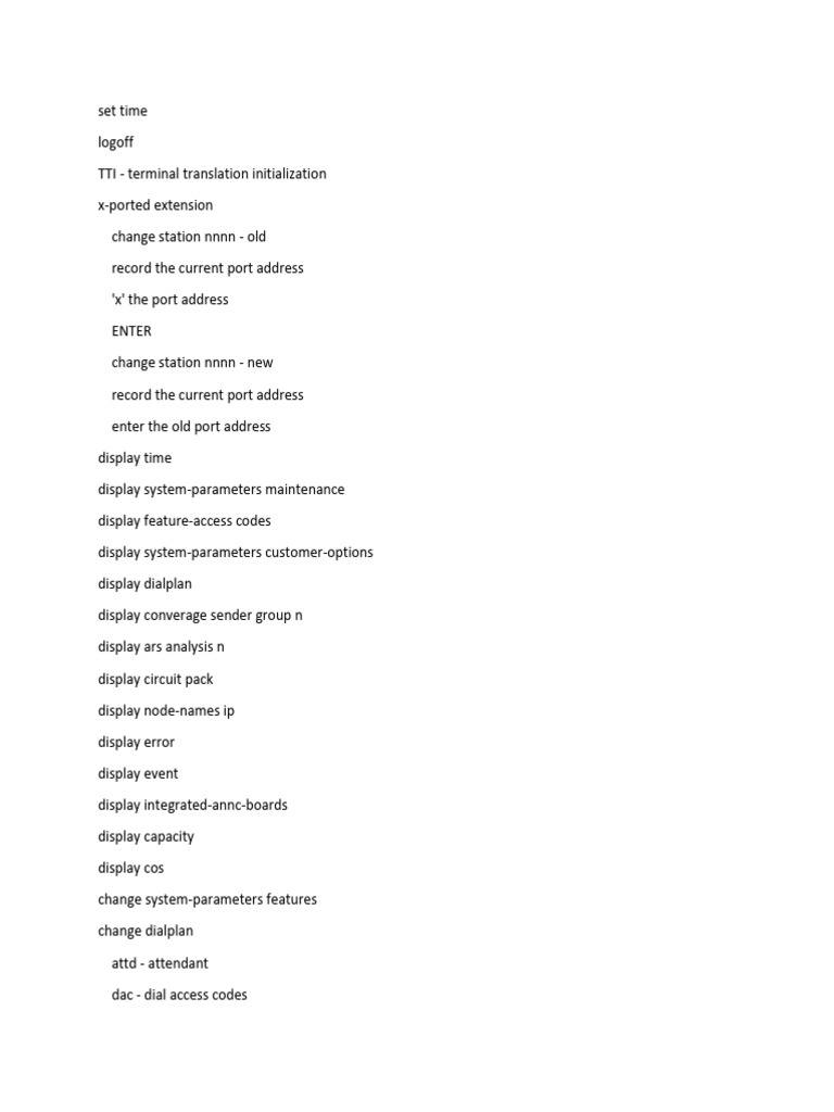 Avaya CM-Aura Definity - Commands | PDF