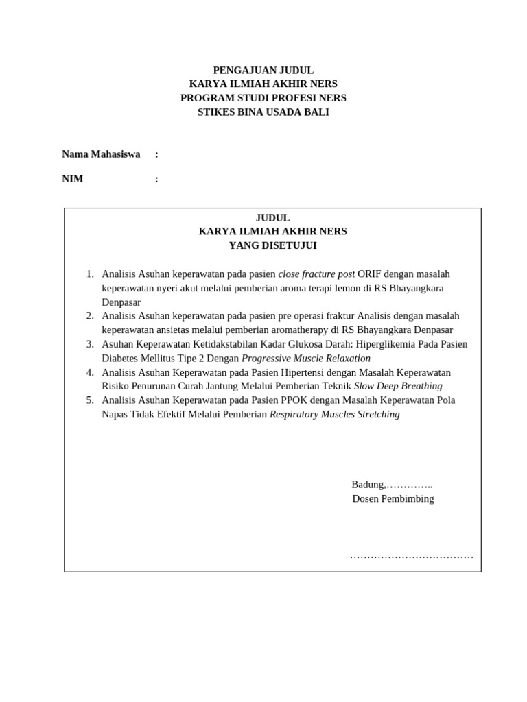 Pengajuan Judul Kian Profesi | PDF