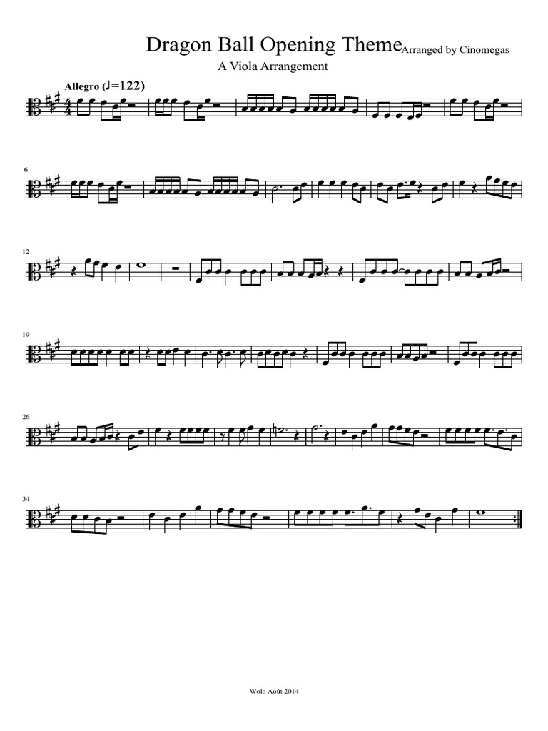 Dragon - Ball - Opening - Theme Viola | PDF