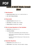 Class10 Maths Formula Sheet | PDF