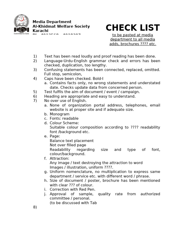 Media Content Quality Checklist | PDF