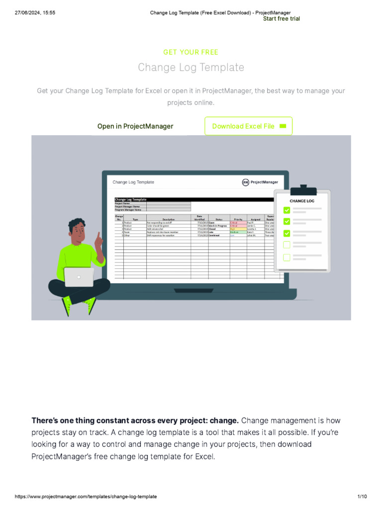 Change Log Template (Free Excel Download) - ProjectManager | PDF ...
