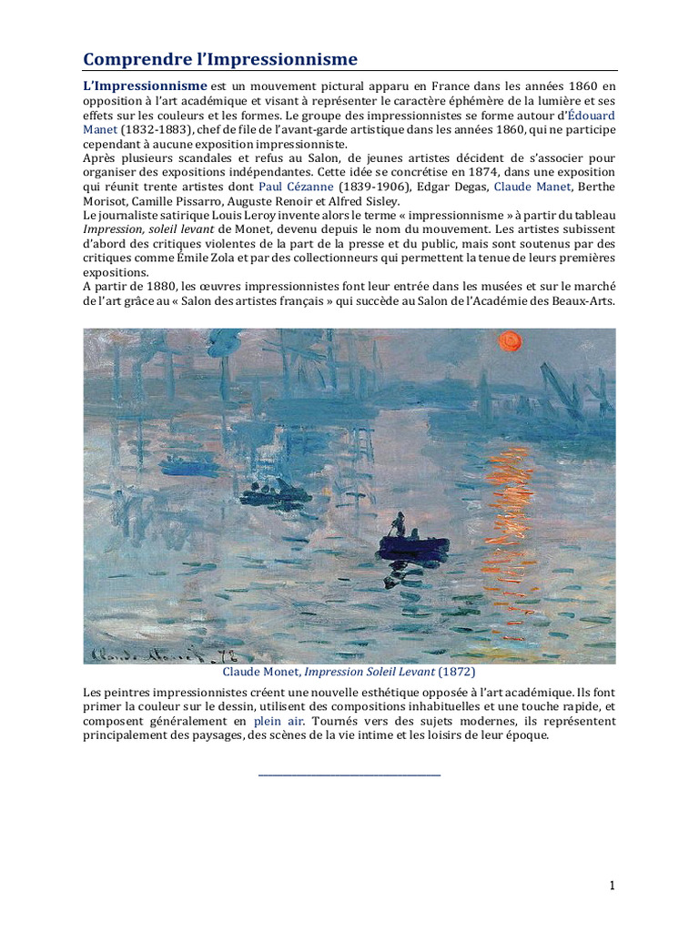 Comprendre l’Impressionnisme | PDF | Impressionnisme | Peintures