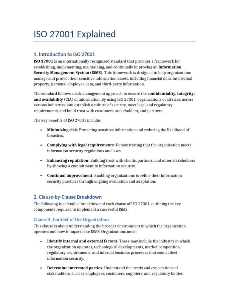 ISO 27001 Explained | PDF | Information Security | Computer Security