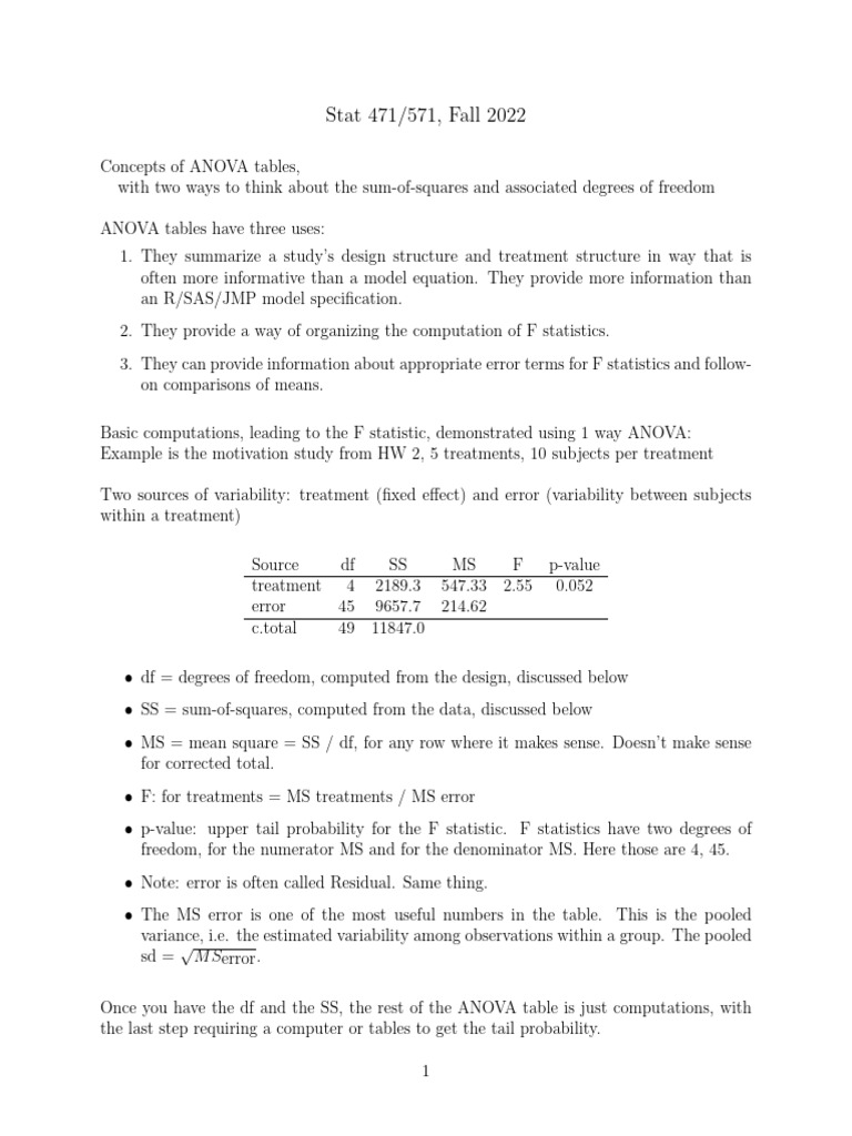 ANOVA tables | PDF | F Test | Errors And Residuals
