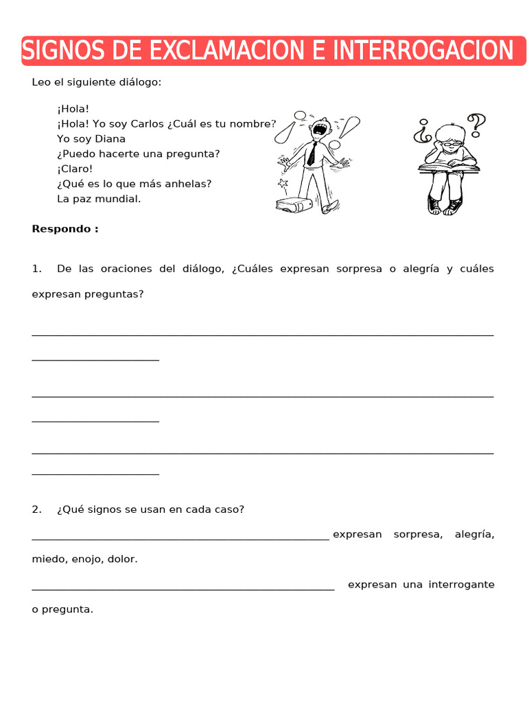 Diálogo Infantil: Signos de Interrogación y Exclamación | PDF ...