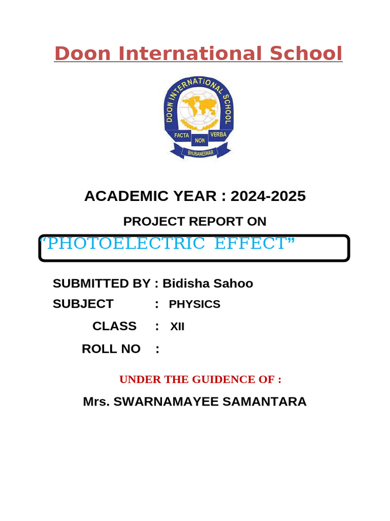 PHOTOELECTRIC EFFECT Project 12th | PDF | Photoelectric Effect | Photon