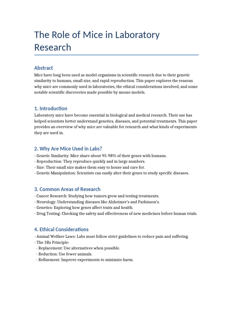 Research Paper Mice Lab Research | PDF
