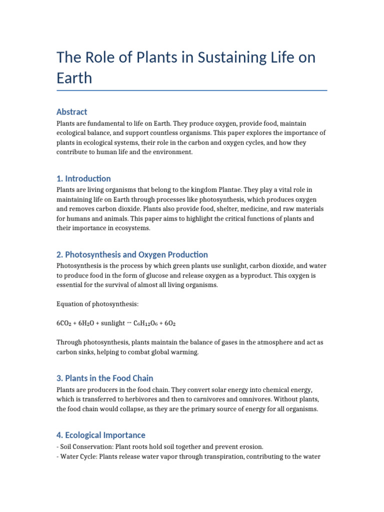 Research Paper On Plants | PDF | Plants | Ecosystem