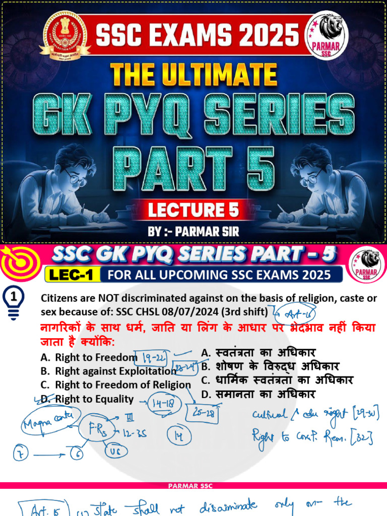 SSC GK PYQ PART - 5 Lecture 5 | PDF