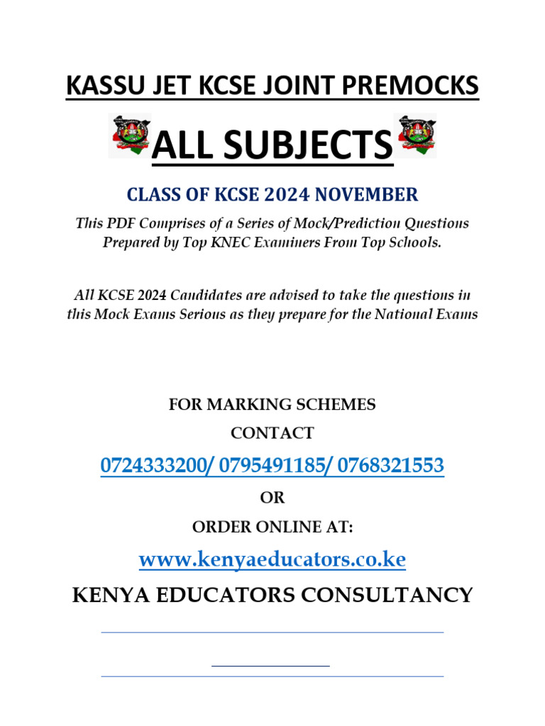 KASSU JET KCSE 2024 Mock Exams | PDF | Blood Type | Biology