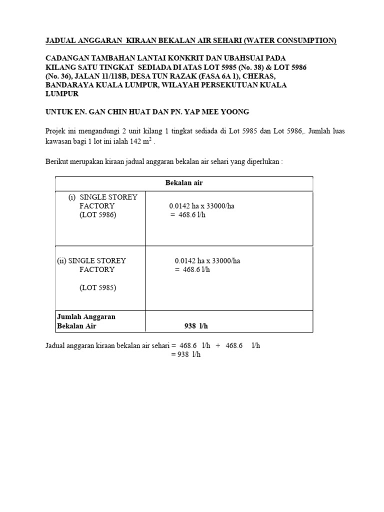 Kiraan Water Demand | PDF