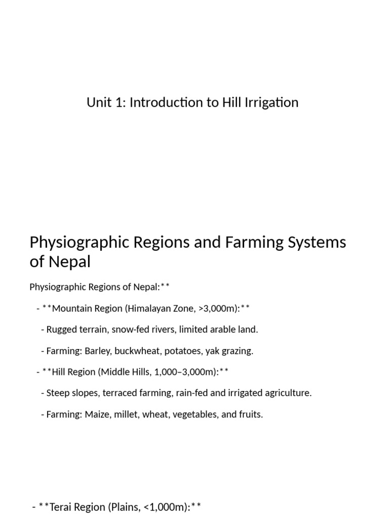 Introduction To Hill Irrigation | PDF
