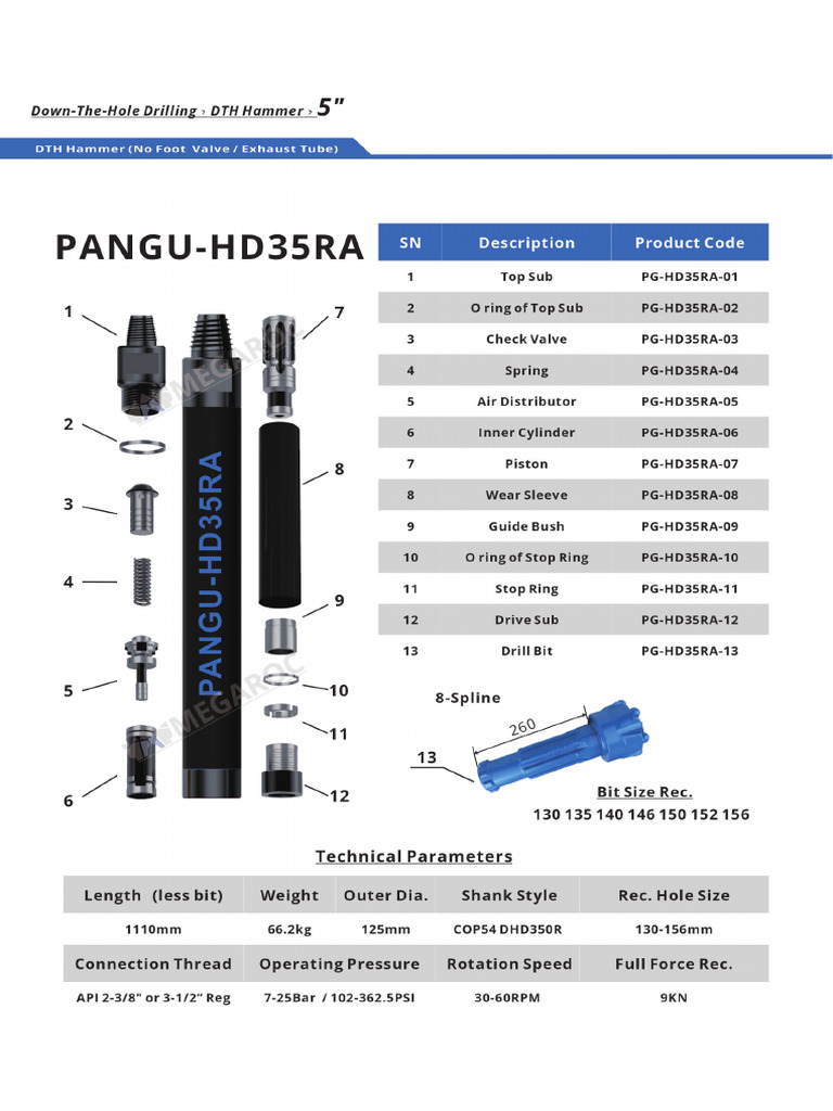 5 Inch DTH Hammer With dhd3.5 Shank | PDF