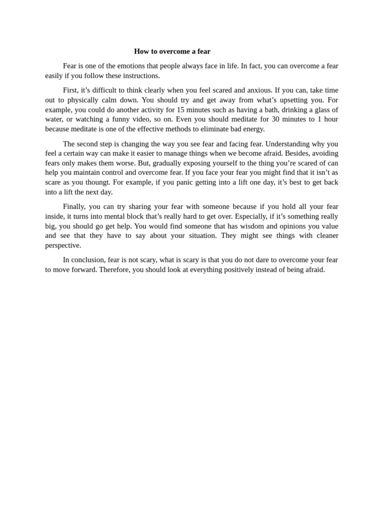 How To Overcome A Fear | PDF
