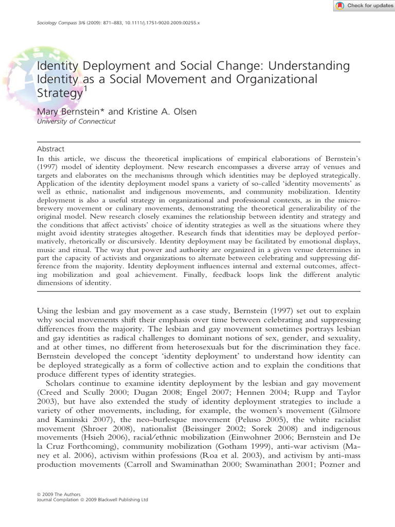 Bernstein and Olsen - 2009 - Identity Deployment and Social Change ...