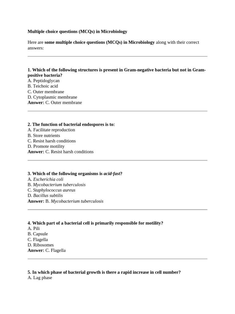 Multiple Choice Questions | PDF