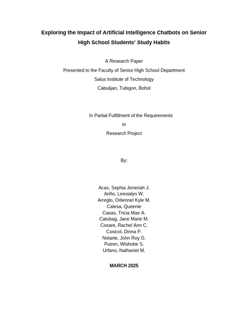 AI Chatbots' Effects on High School Study Habits | PDF | Artificial ...