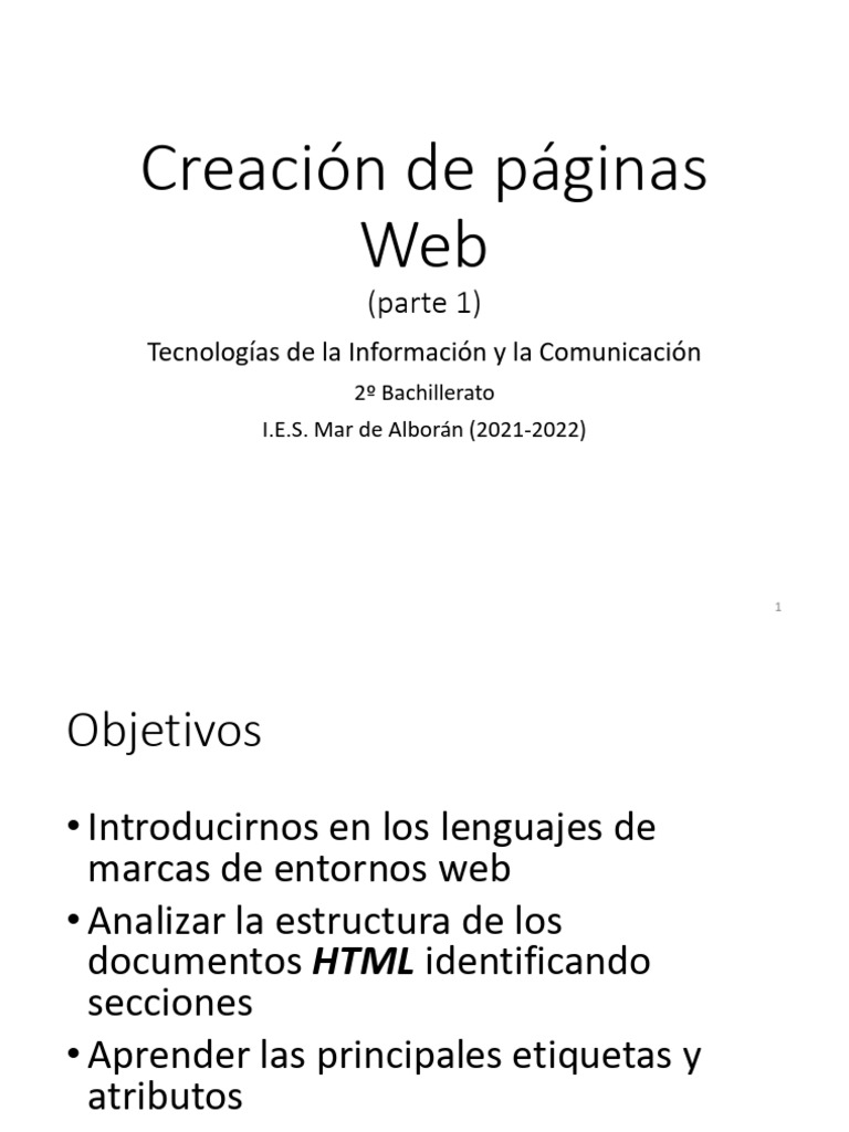 Creación de Páginas Web (Parte 1) | PDF | HTML | Red mundial