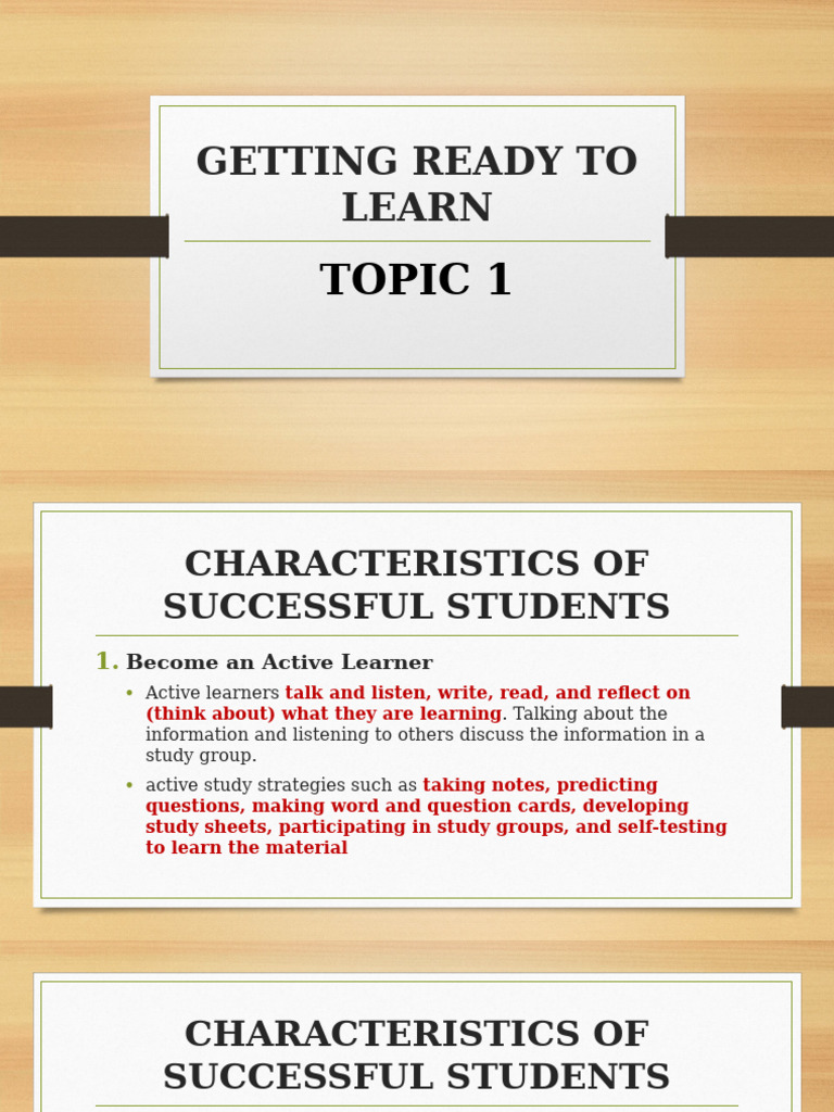 GETTING READY TO LEARN (1) | PDF | Learning | Learning Styles