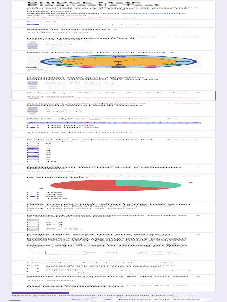 BRIDGE Math Diagnostic Test | PDF | Mathematics | Arithmetic