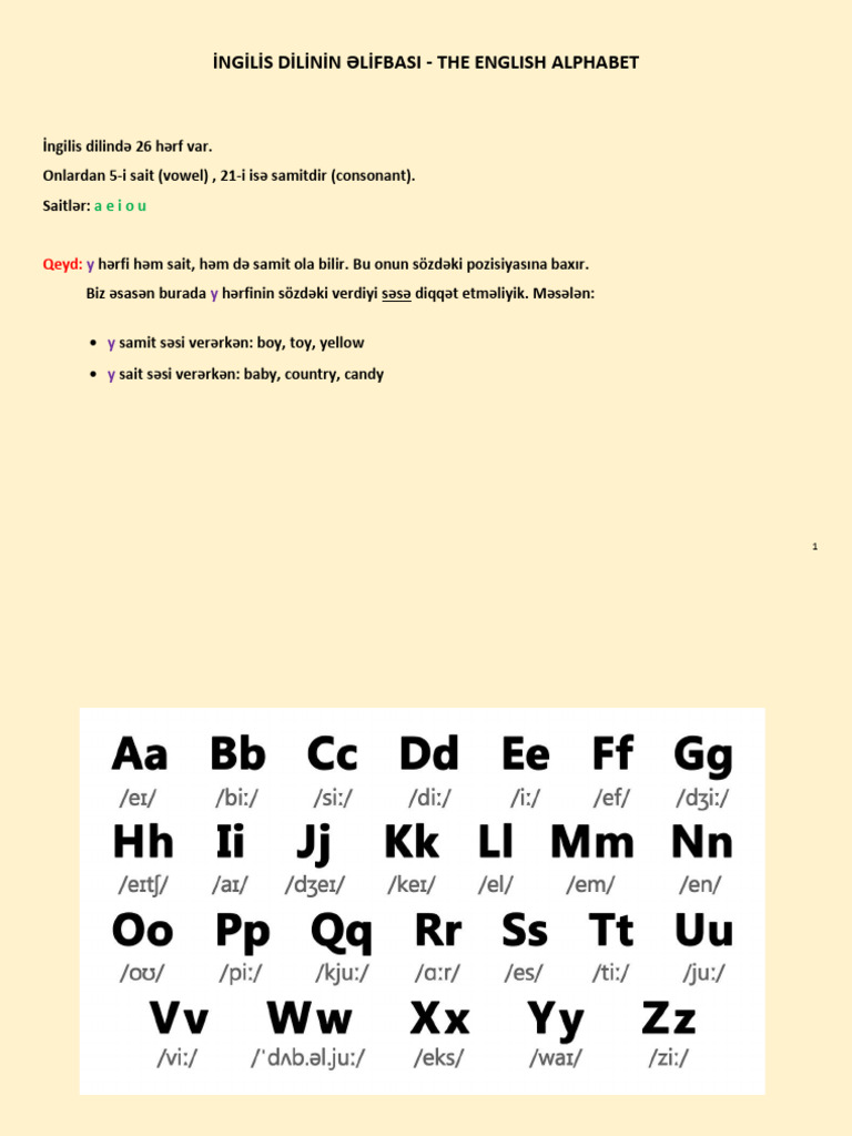 1 - İngilis Dilinin Əlifbası | PDF