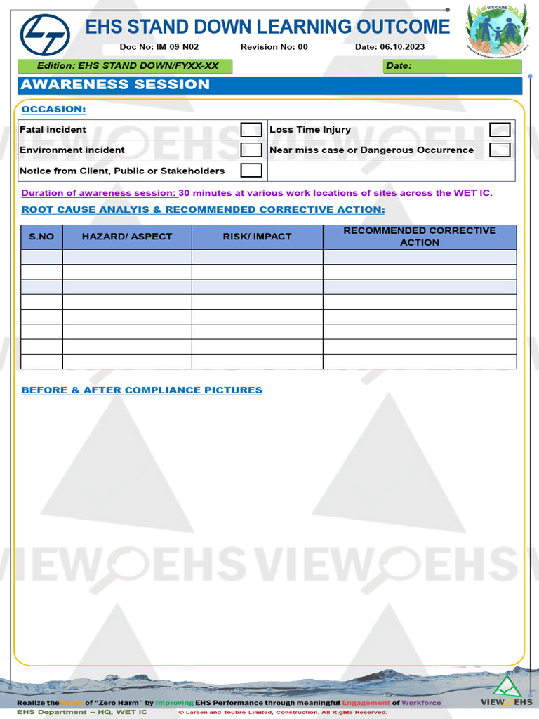 EHS Stand Down Awareness Session Guide | PDF