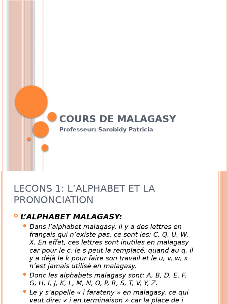 Introduction à l'alphabet malgache | PDF | Langues | Études des langues ...