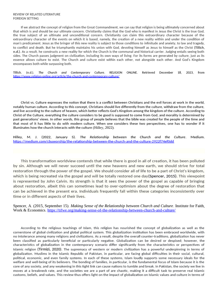 REVIEW OF RELATED LITERATURE.docx beed | PDF | Prayer | Globalization