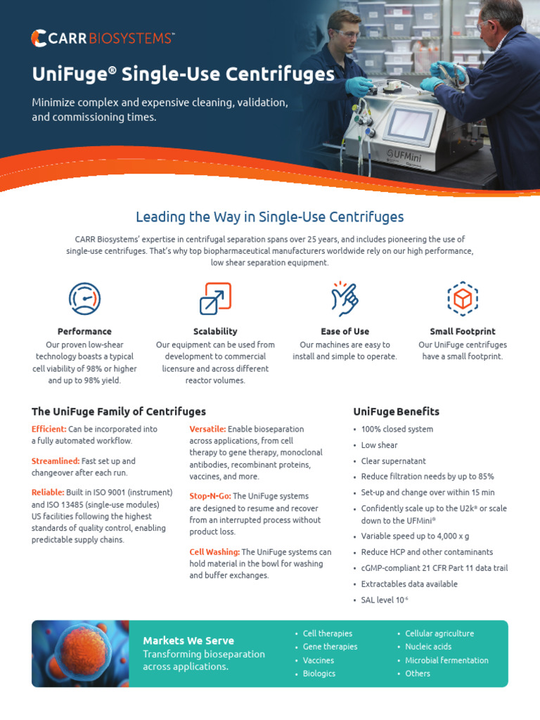 CARR_UFMini_Single-Use_Centrifugation_Product_Brochure (1) | PDF ...
