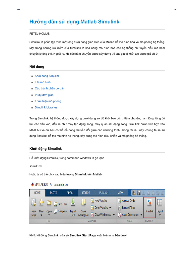 Hướng dẫn MATLAB Simulink | PDF