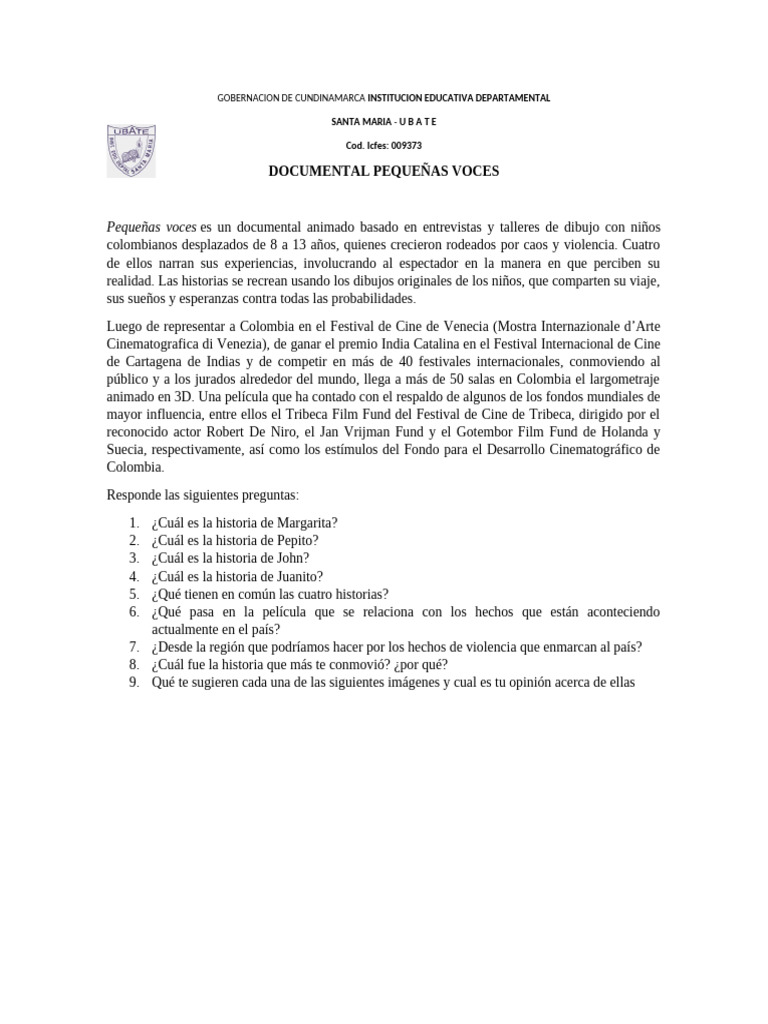 Documental "Pequeñas Voces" Animado | PDF