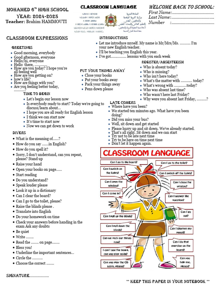 Essential Classroom Expressions Guide | PDF