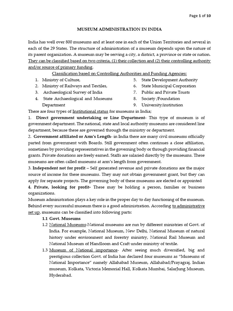 2024 Administration of Museums in India | PDF | Curator