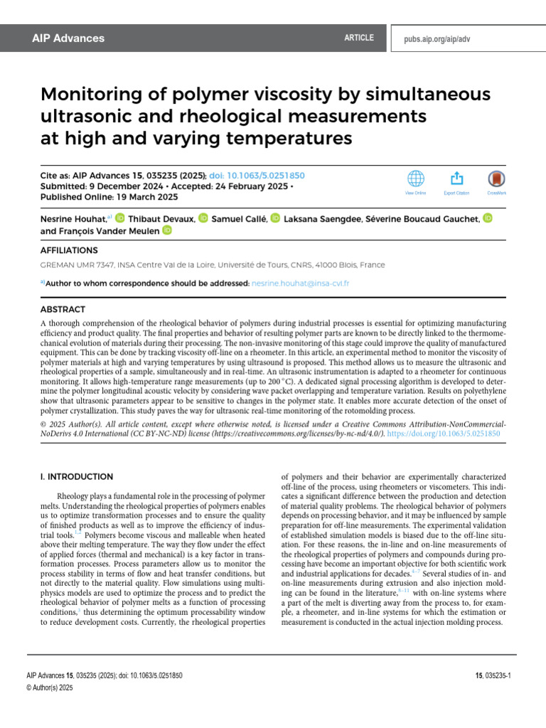 Monitoring of Polymer Viscosity by Simultaneous Ul | PDF ...