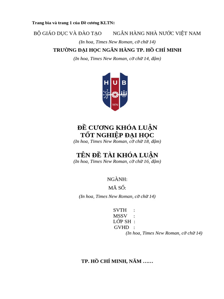 Huong Dan Trinh Bay de Cuong Khoa Luan Tot Nghiep Ap Dung Tu t3 2024 | PDF