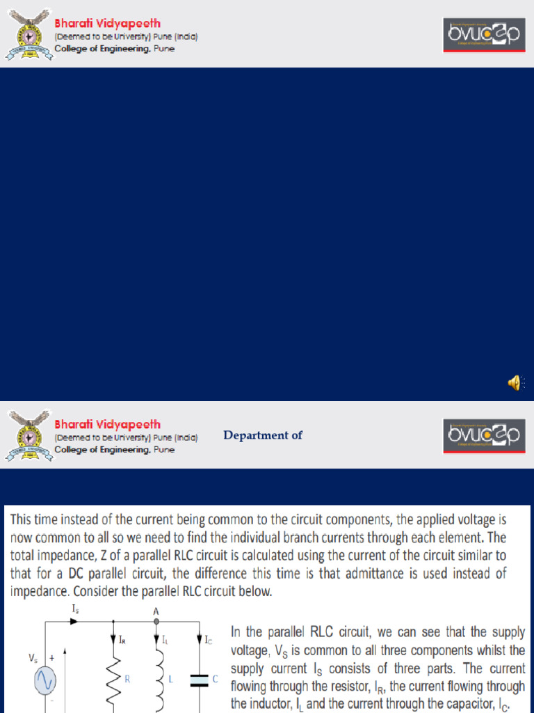 Lecture 26 and 27 - Parallel RLC Circuit Analysis and Resonance in Series and Parallel Circuits ...