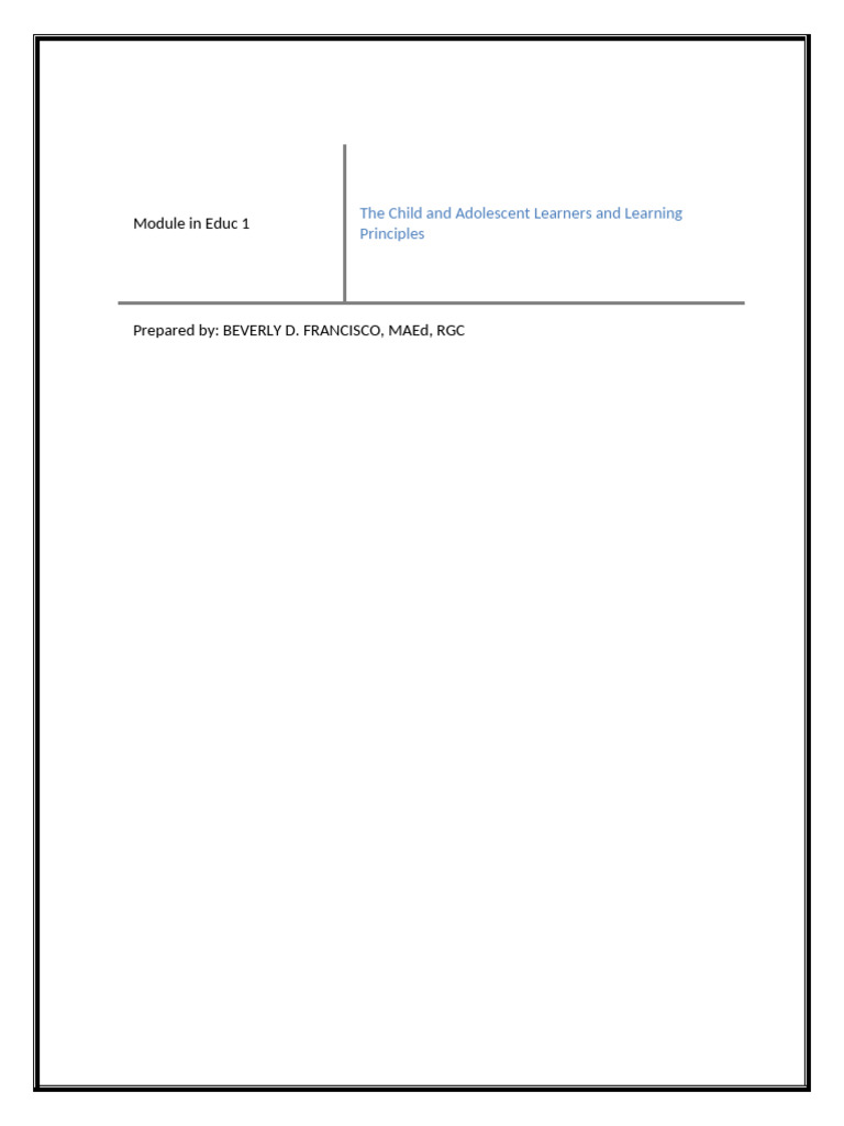 Module in Educ 1 Final Chap 5 Lesson 1 | PDF | Puberty | Adolescence