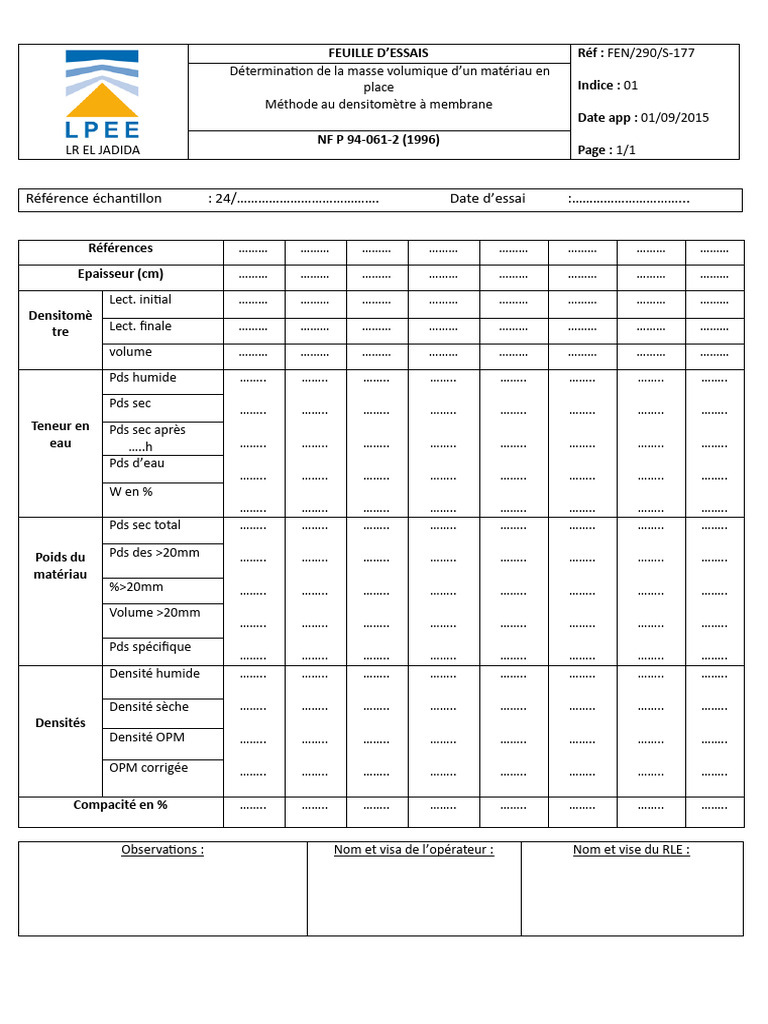Feuille D'essai Lpee | PDF