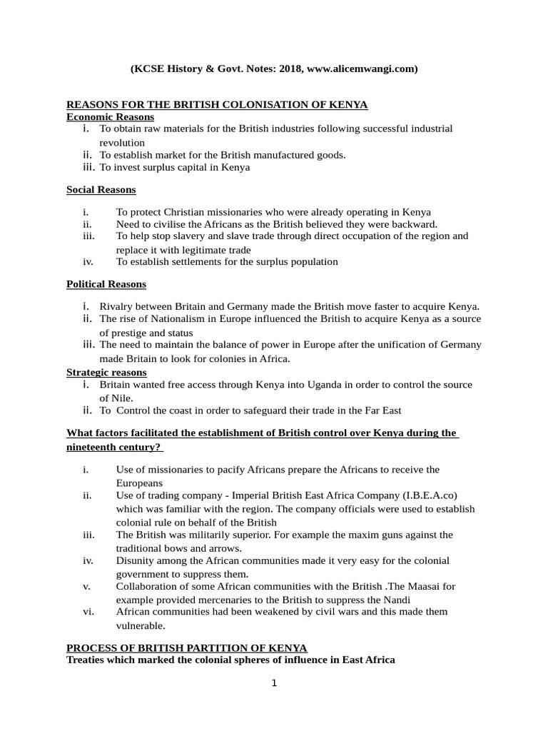 Establishment of Colonial Rule On Kenya | PDF