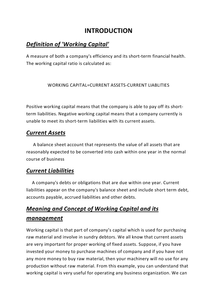Definition of 'Working Capital' | PDF | Working Capital | Capital ...