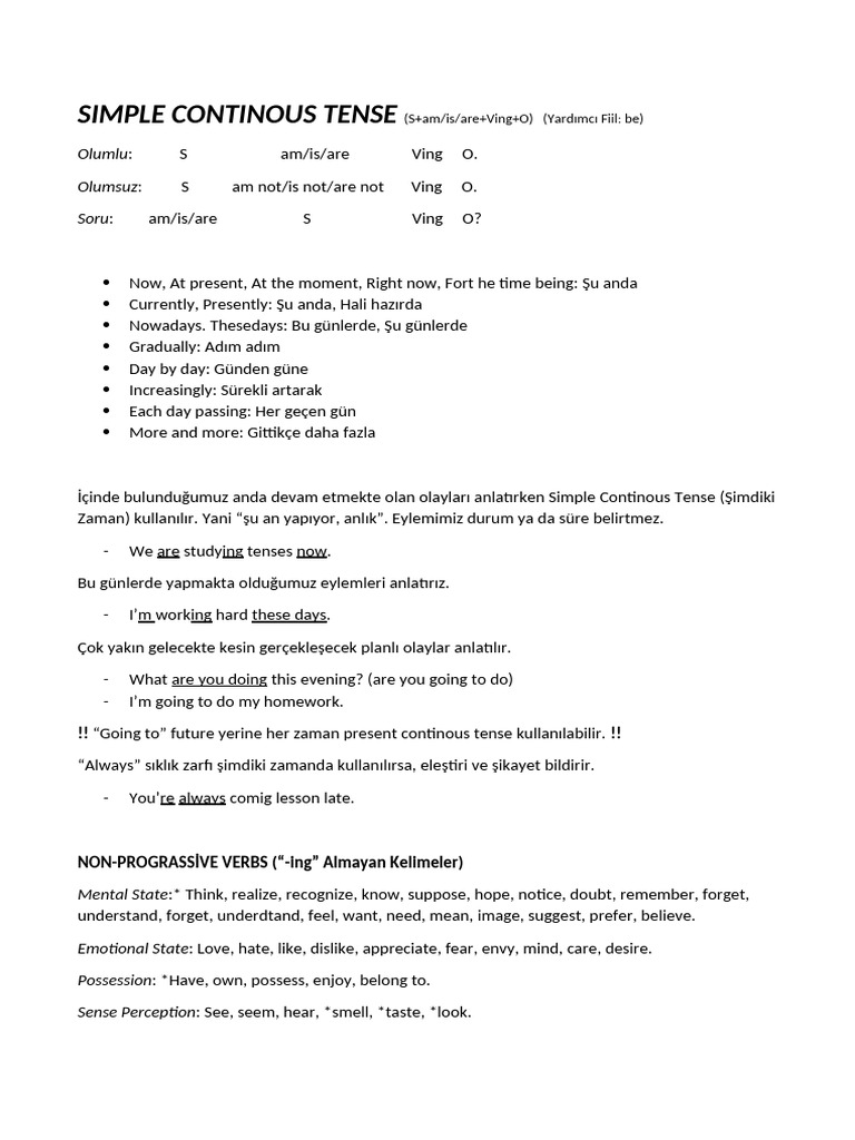 Present Continous Tense | PDF